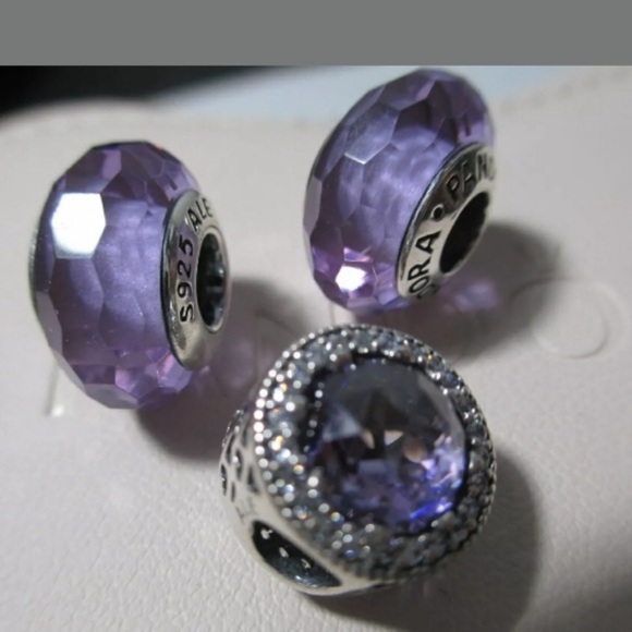 Pandora | Jewelry | Pandora Sterling Silver Purple Radiant Hearts ...